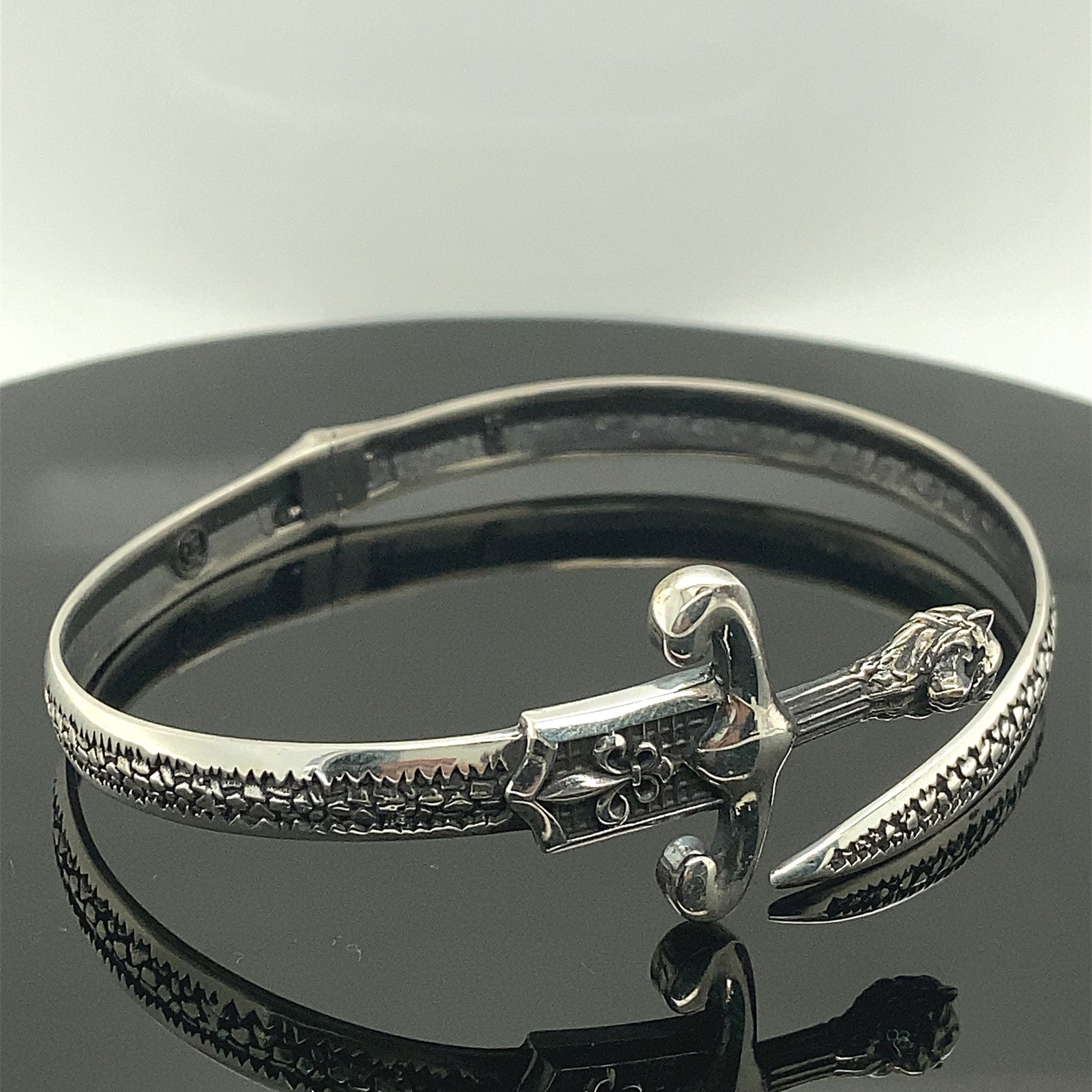 Men's Handmade Sword Bracelet , Silver Sword Bracelet , Open Cuff ...