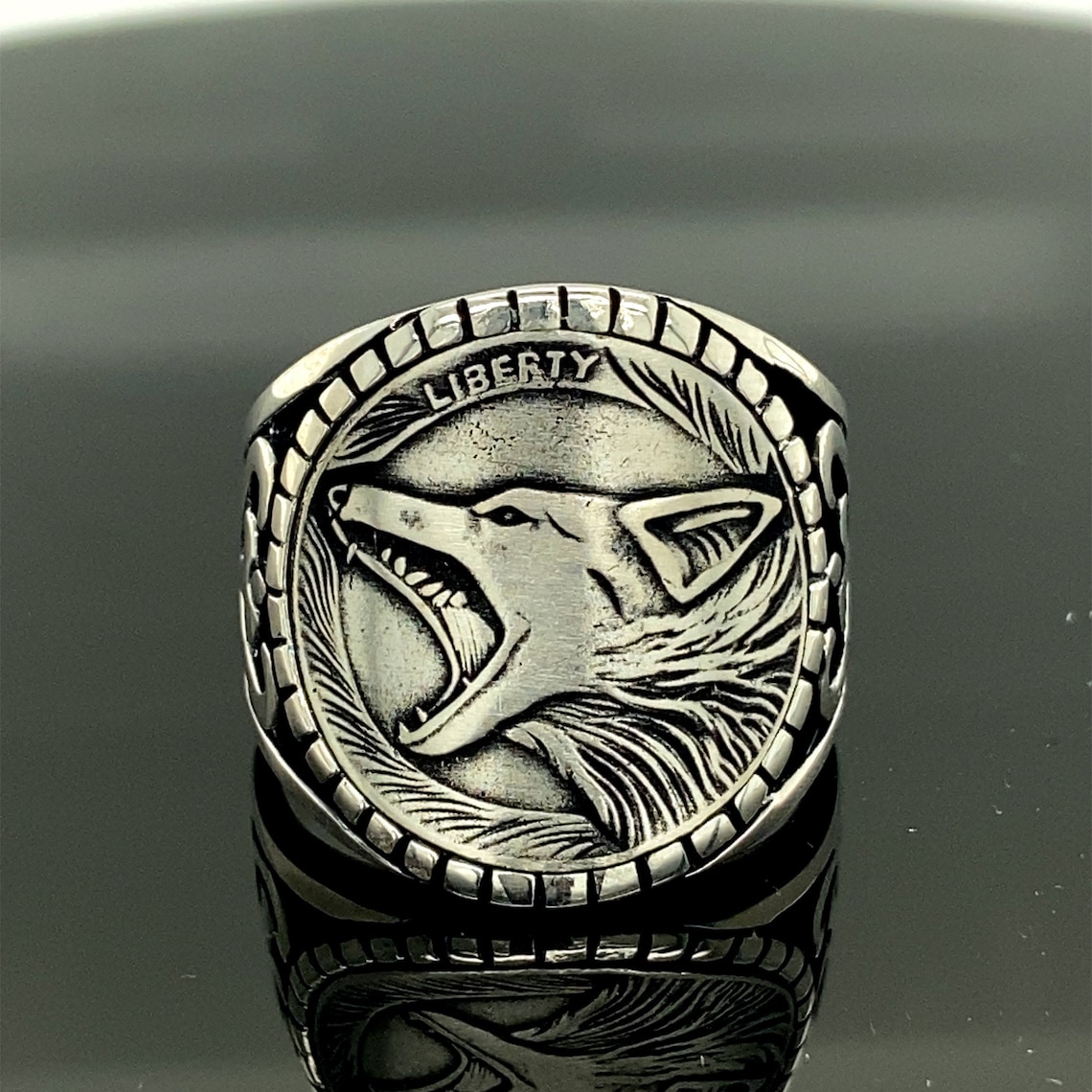 925 Silver Men Wolf Ring , Wilf Wolf Signet Ring , Boho Jewelry ...