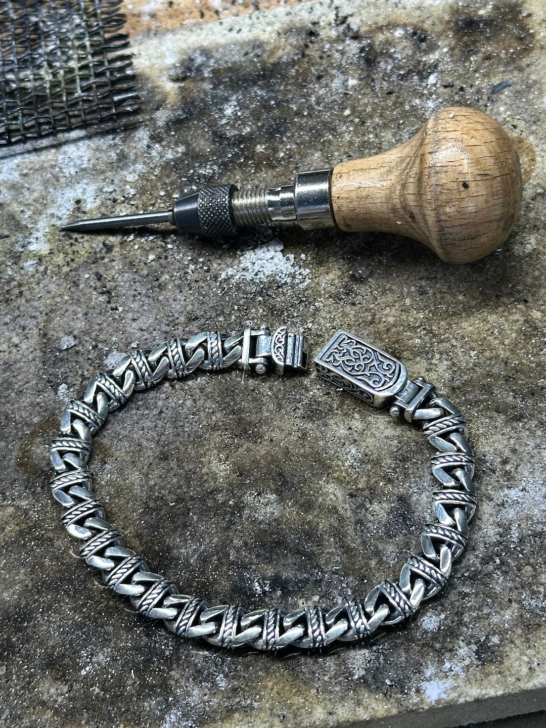 Elegant 925 Silver Chain Bracelet , Engraved Bracelet , Handmade Unique ...