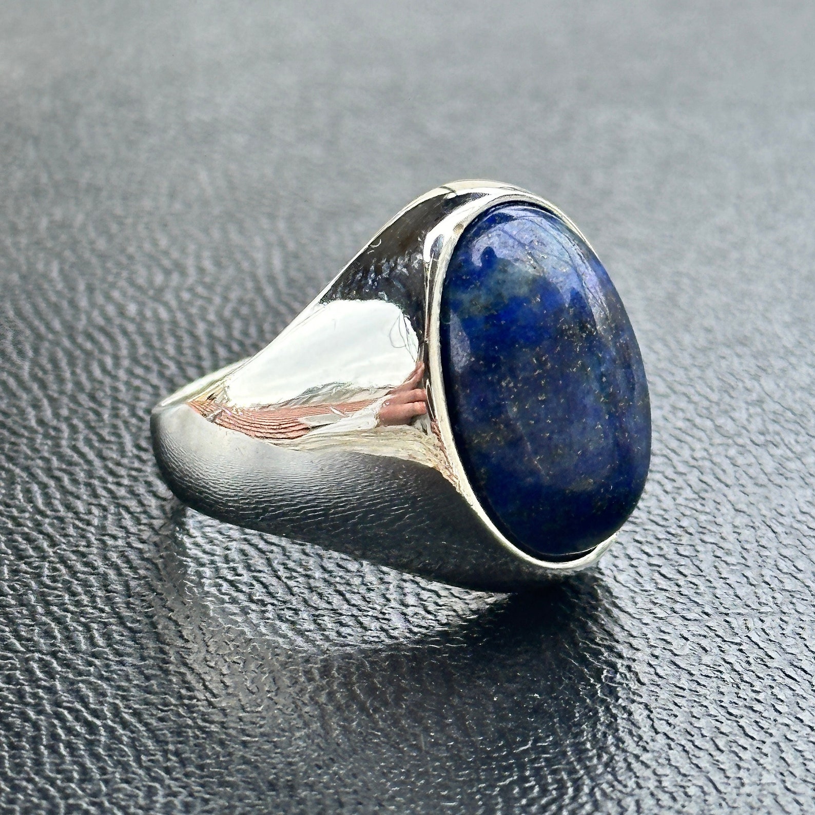 Silver Lapis Signet Ring , Modern Classic Lapis Ring , Lapis Signet ...