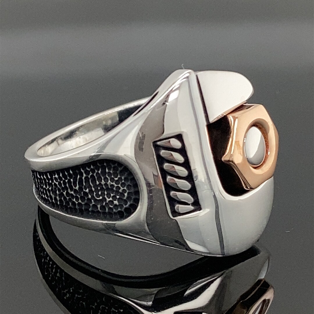 Silver Wrench Model Ring , Key Signet Ring , Repairman's Ring ...