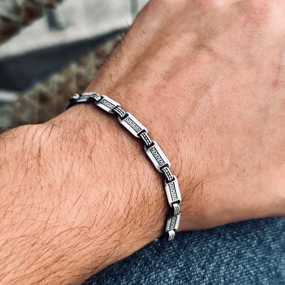 Silver Greek Chain Bracelet , Greek Style Jewelry , Byzantine Silver ...