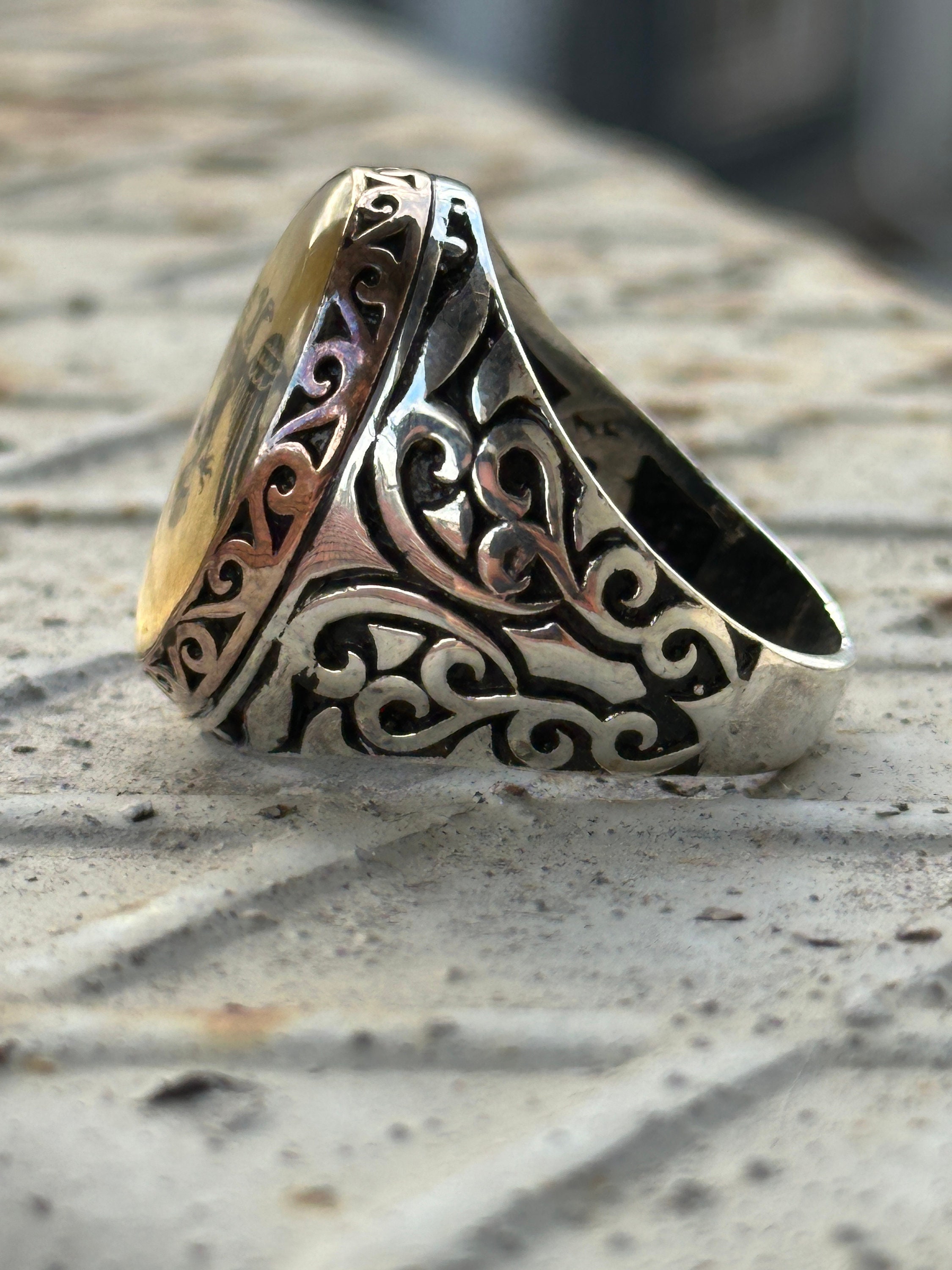 Man Handmade Eagle Ottoman Ring , Silver Eagle Ring , Double Headed ...