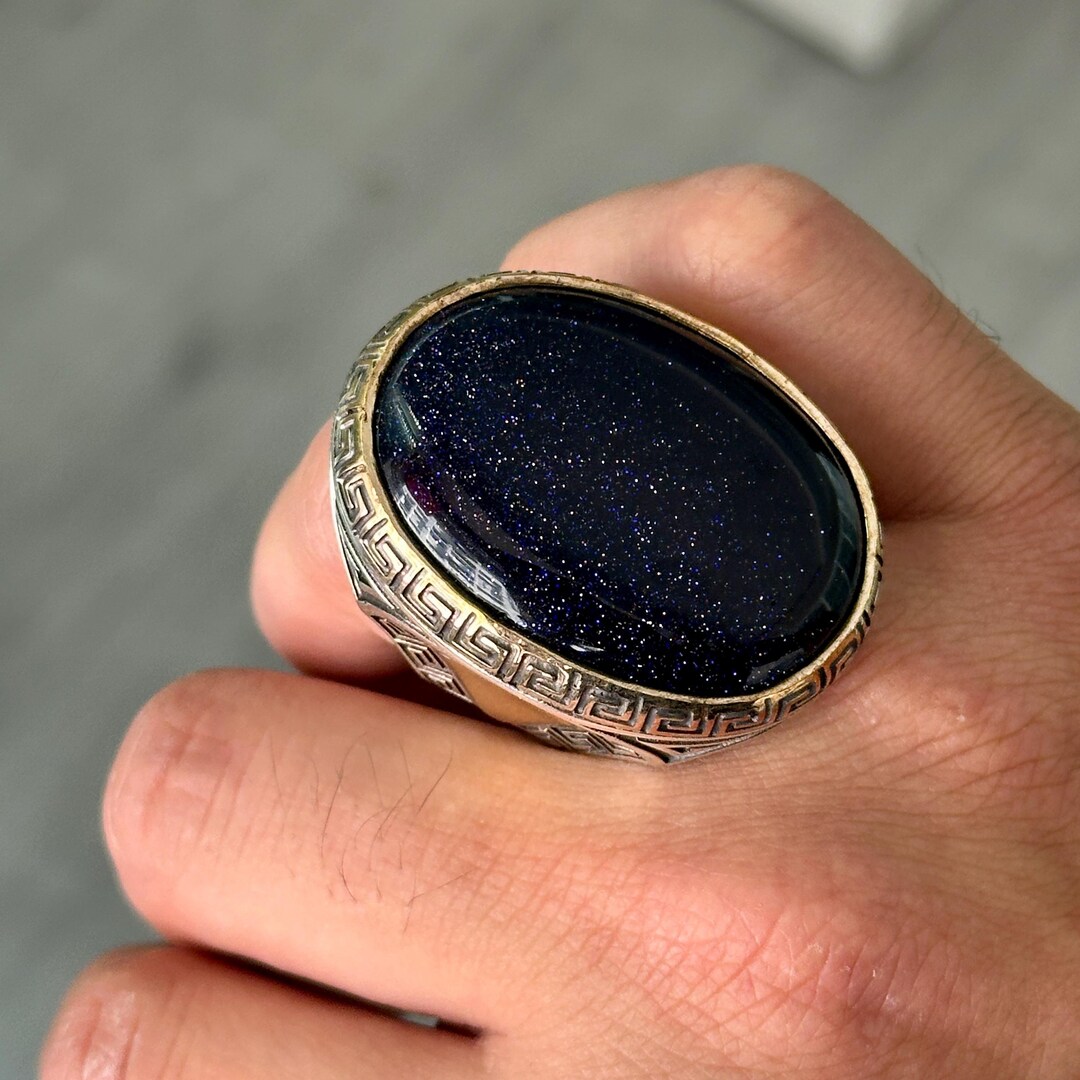 Silver Large Star Stone Ring , Natural Star Stone Ring , Ottoman Style ...