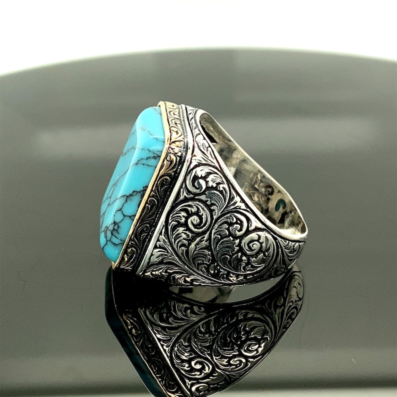 Sterling Silver Ring , Turquoise Stone, Men Rings , Natural Stone ...