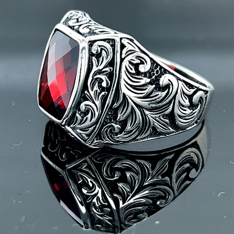 Silver Red Stone Ring Silver Ruby Stone Ring Ottoman - Etsy