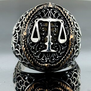 Men Silver Scale Ring , Men Handmade Libra Ring , Silver Lawyer Ring ...