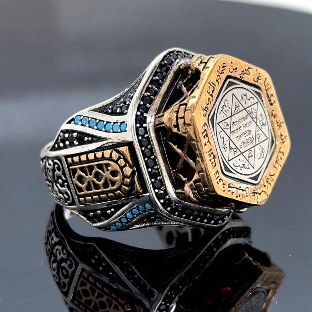 Silver King Seal of Solomon Ring, Solomon Signet Ring, Silver Religious ...