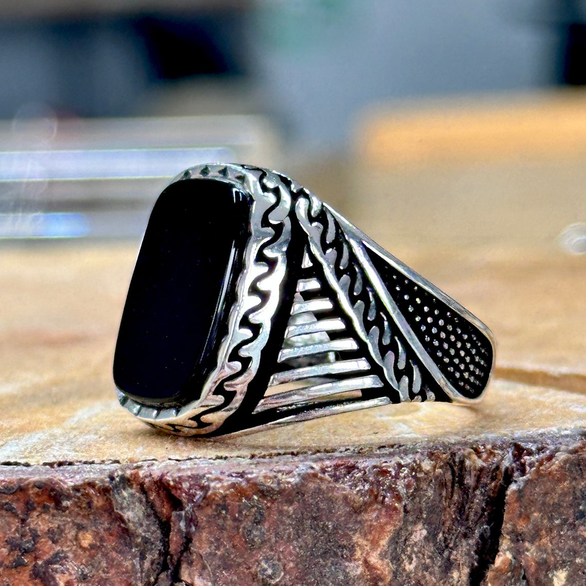 Men Handmade Ring , Men Onyx Stone Ring , Natural Onyx Ring , Ottoman ...