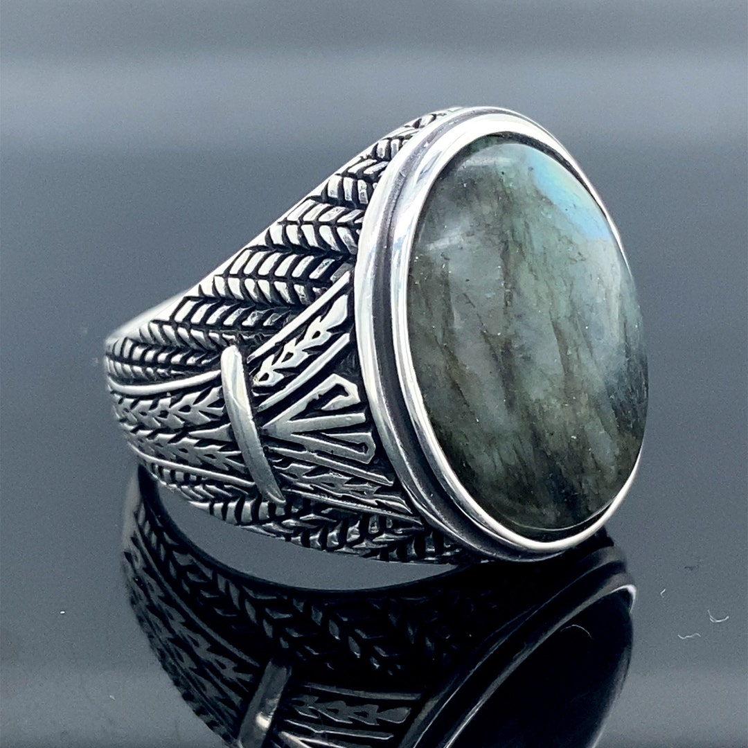 Handmade Men Ring , Labradorite Men's Ring , Natural Labradorite Stone ...