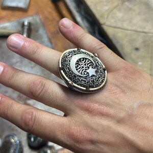 Silver Large Turkish Flag Ring , Silver Large Ruby Stone Ring, Large ...