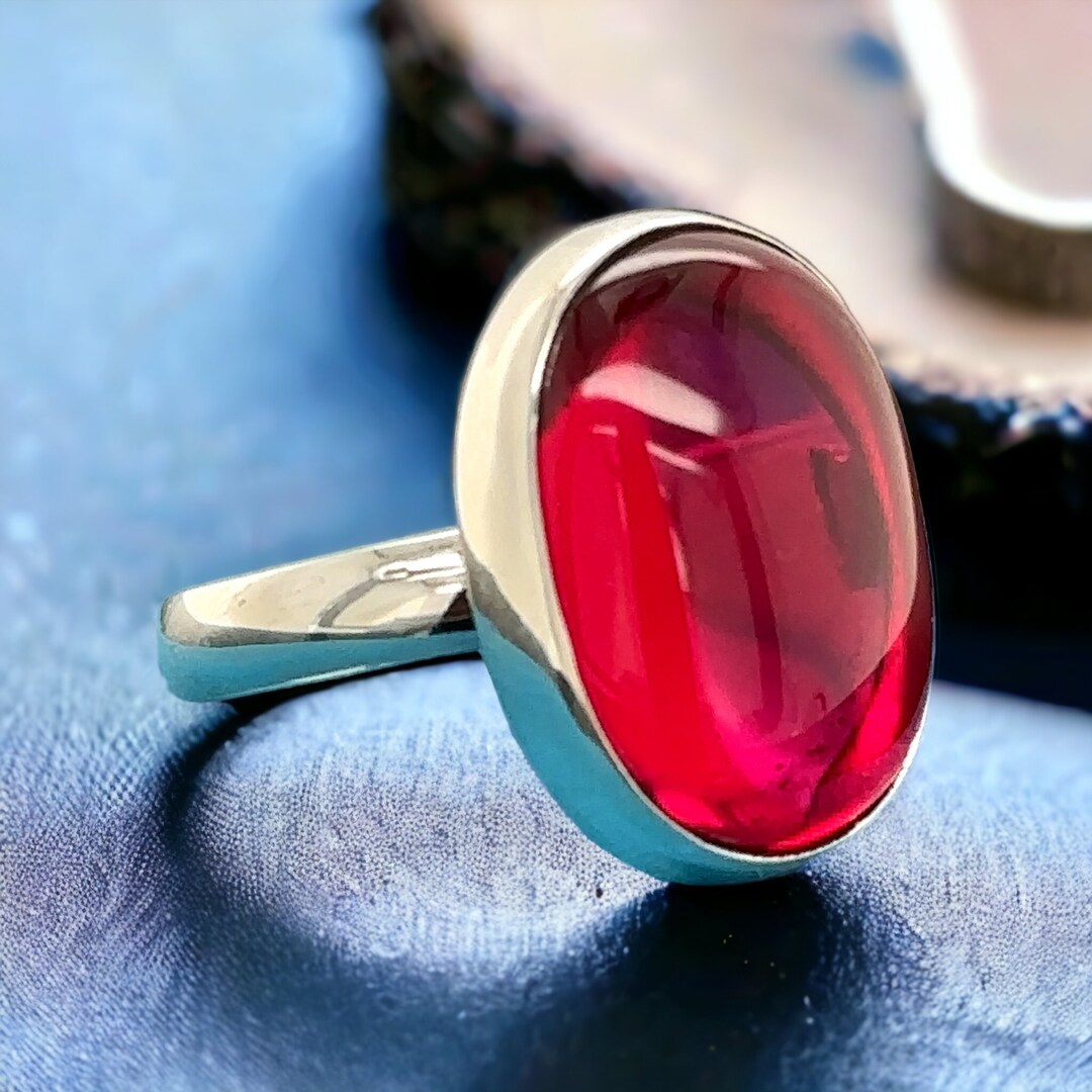 Oval Ruby Ring , Ruby Engagement Ring , Natural Ruby Stone Ring , July ...