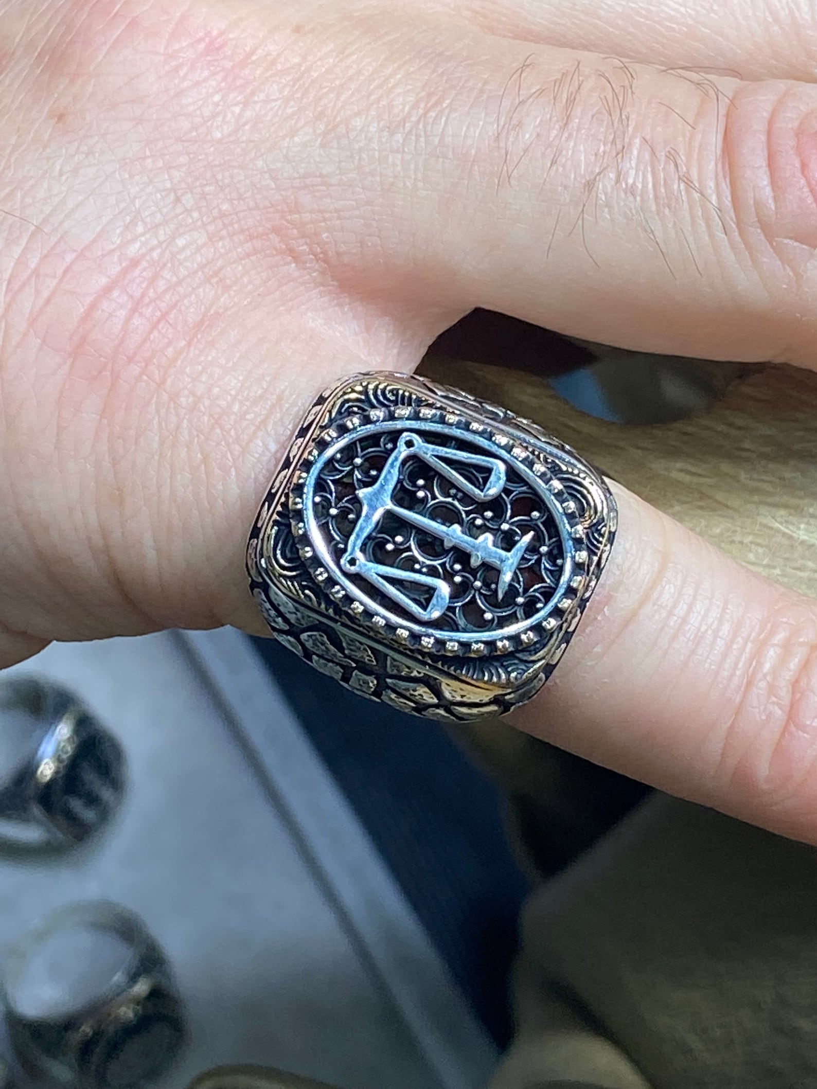Silver Scale Ring , Men Handmade Libra Ring , Lawyer Ring , Silver ...