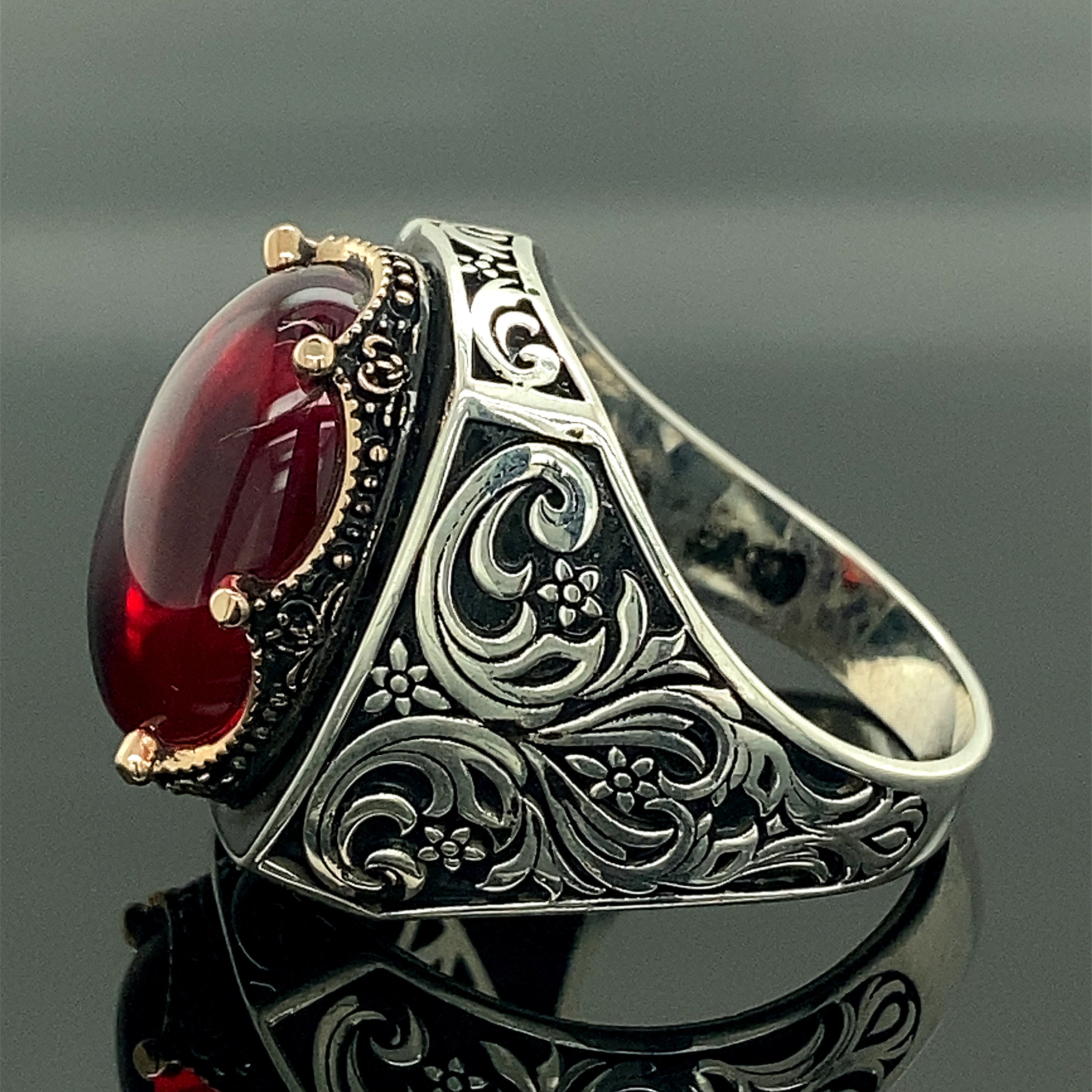 Men Handmade Ruby Stone Ring Red Stone Ring Ottoman Style - Etsy