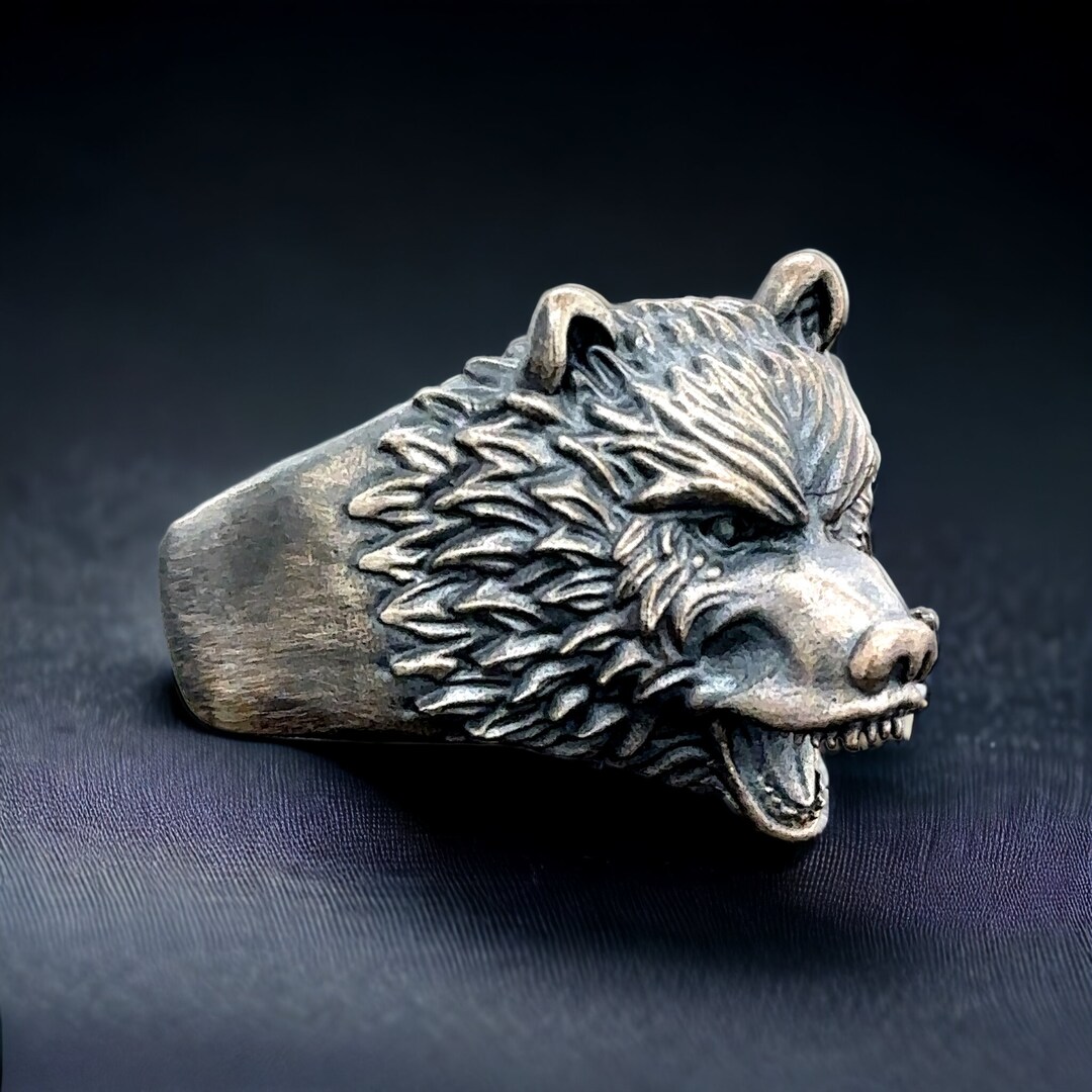 Wolf Handmade Signet Ring 3D Silver Wolf Head Ring Silver - Etsy