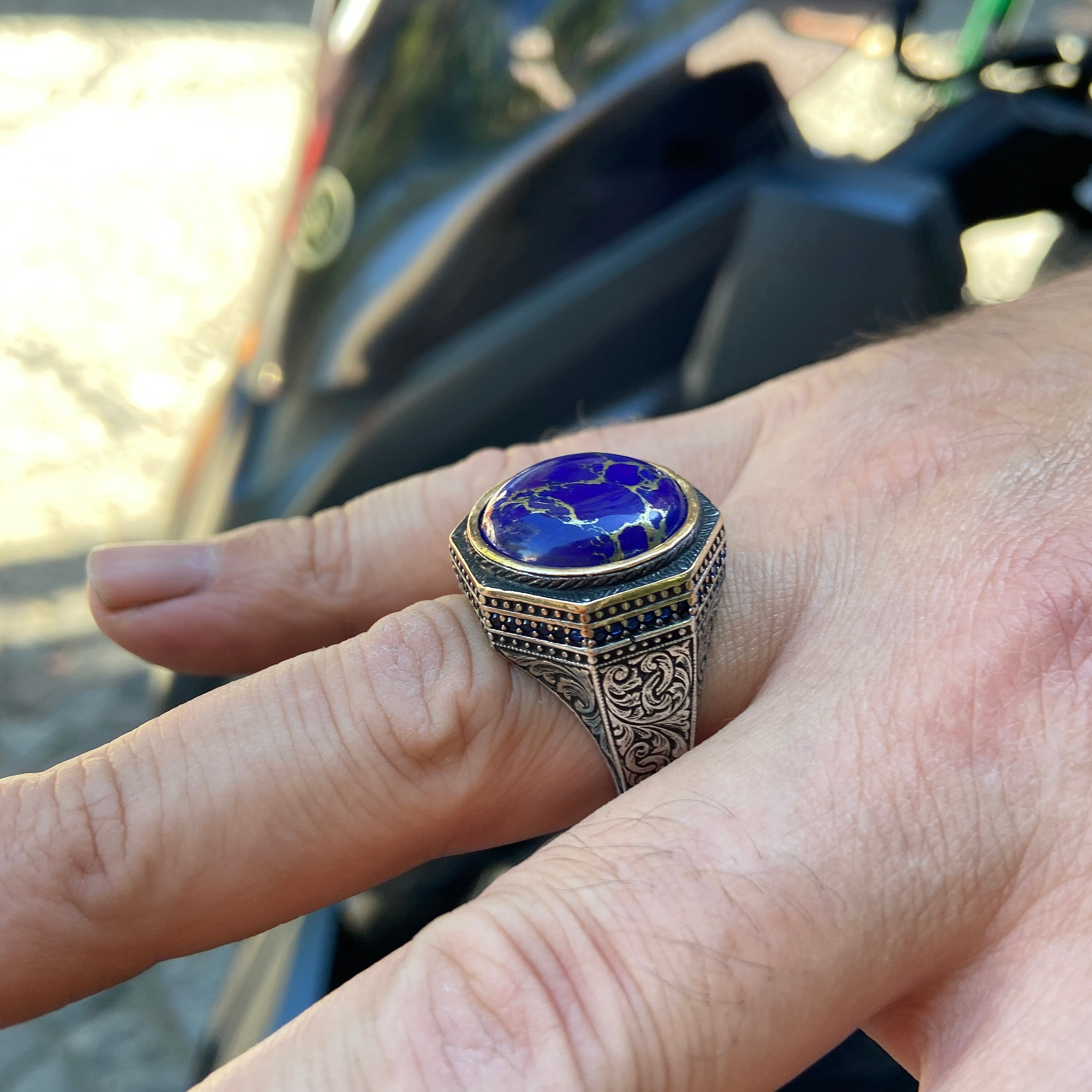 Man Lapis Lazuli Ring Natural Lapis Ring Turkısh Handmade - Etsy