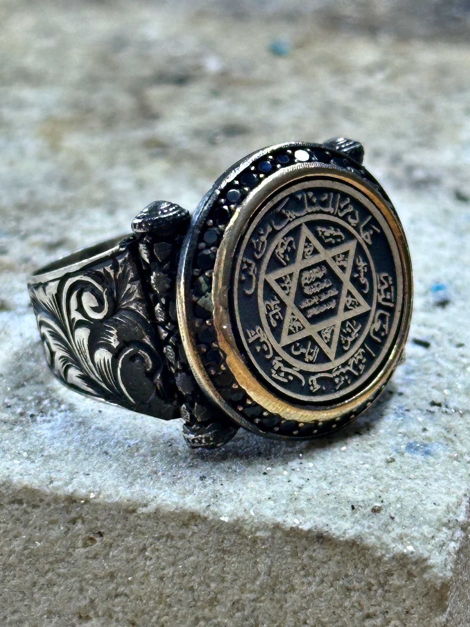 Silver Seal of Solomon Ring , Solomon Signet Ring , Star of David Ring ...