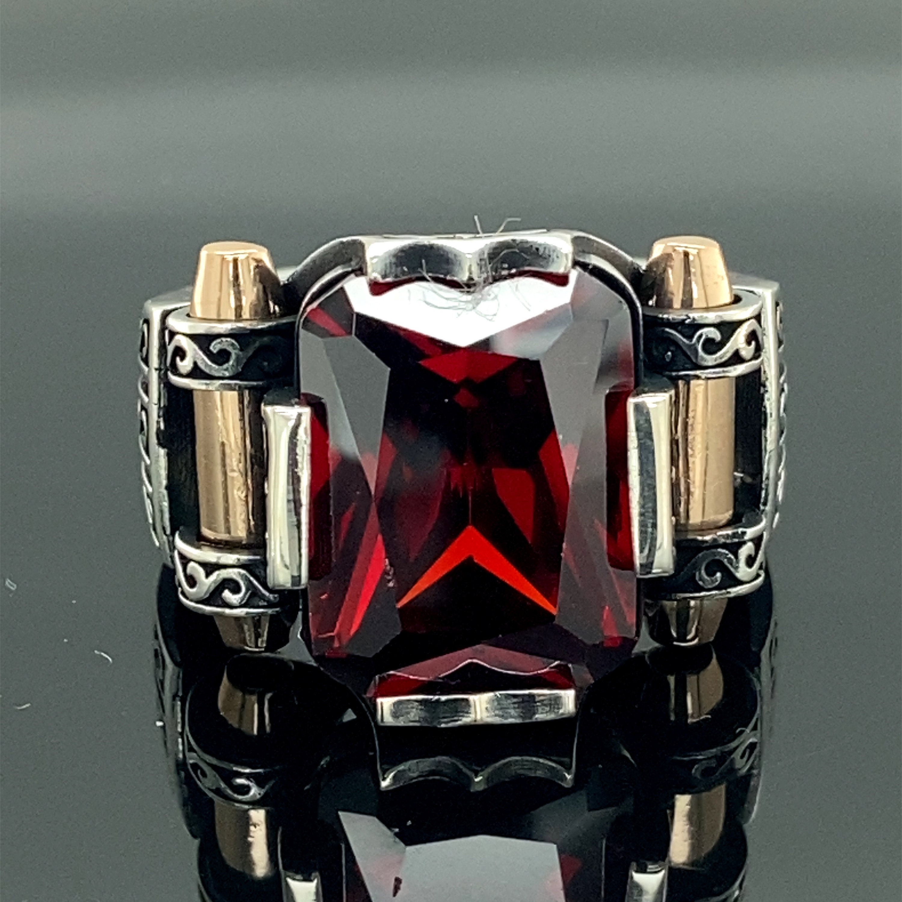 Men Handmade Ruby Stone Ring Shiny Red Stone Ring Ottoman - Etsy