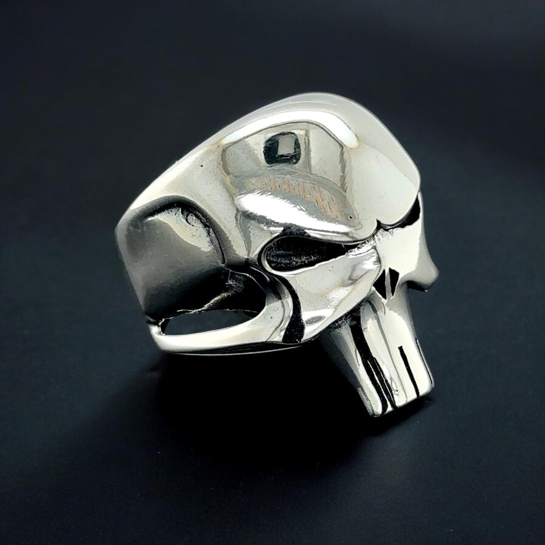 Silver Punisher Skull Ring, 925k Silver Skull Head Ring, Skull Biker ...
