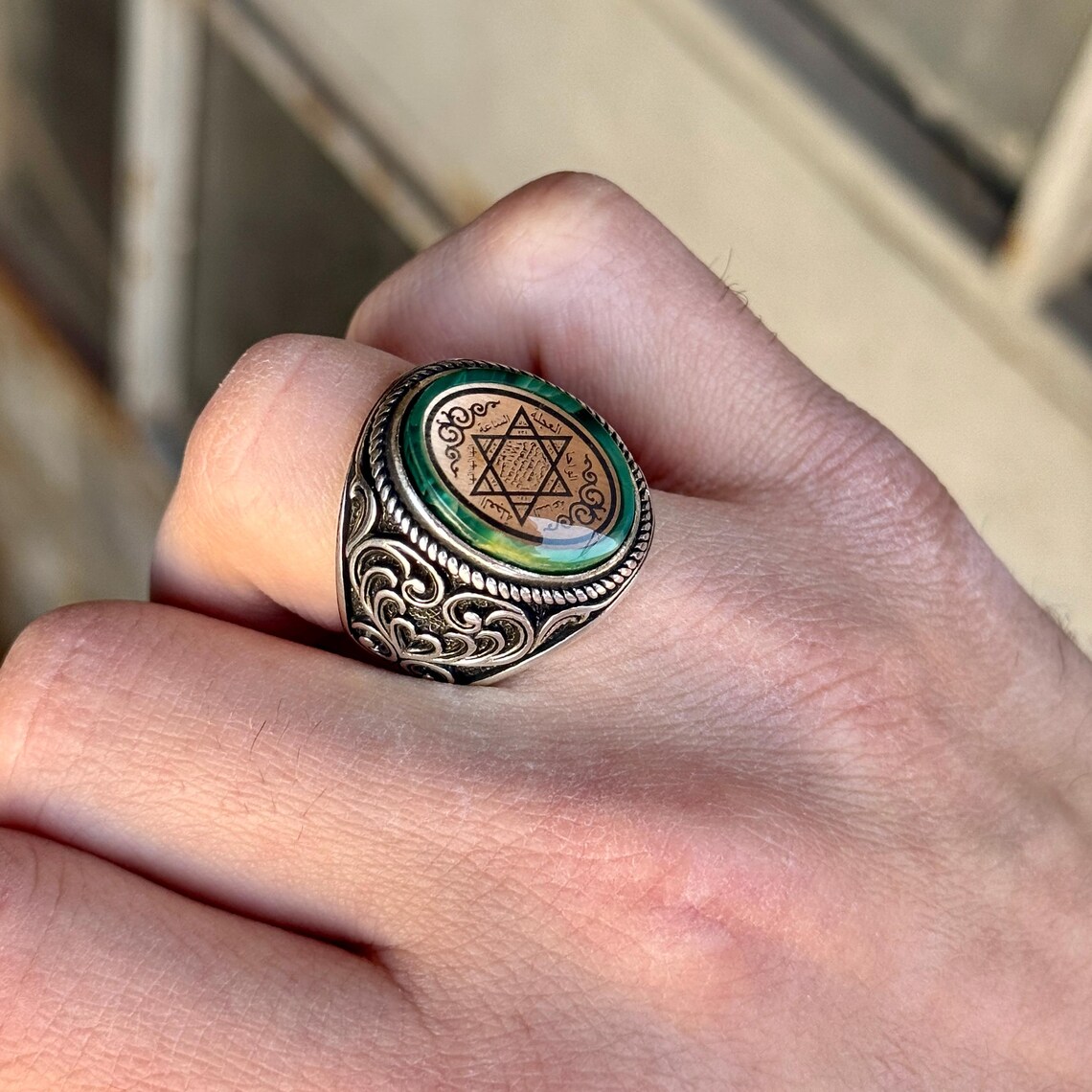Seal of Solomon Signet Ring, Star of David Men Signet Ring, King ...