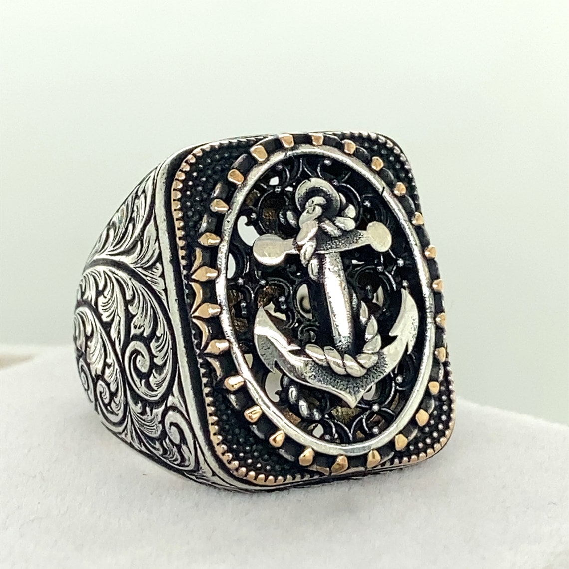 Man Silver Anchor Ring Handmade Sailor Anchor Ring Oxide - Etsy