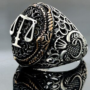 Men Silver Scale Ring , Men Handmade Libra Ring , Silver Lawyer Ring ...