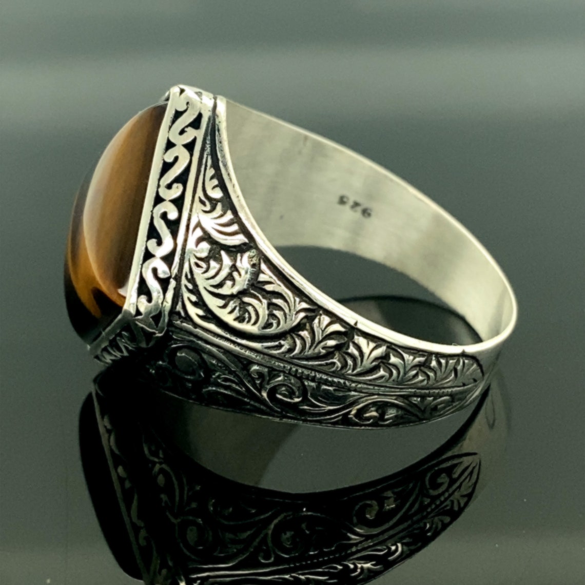 Handmade Tiger Eye Stone Ring Square Stone Ring tiger Eye - Etsy