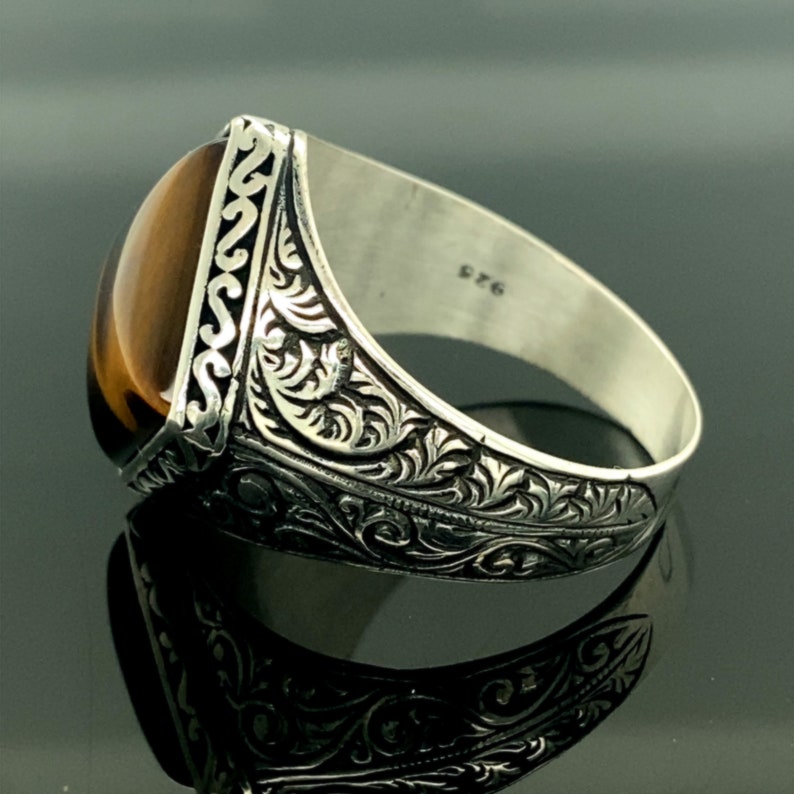 Handmade Tiger Eye Stone Ring Square Stone Ring tiger Eye - Etsy