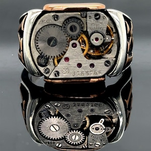 Silver Clock Ring , Clock Mechanism Ring , Swiss Ring , Reversible ...