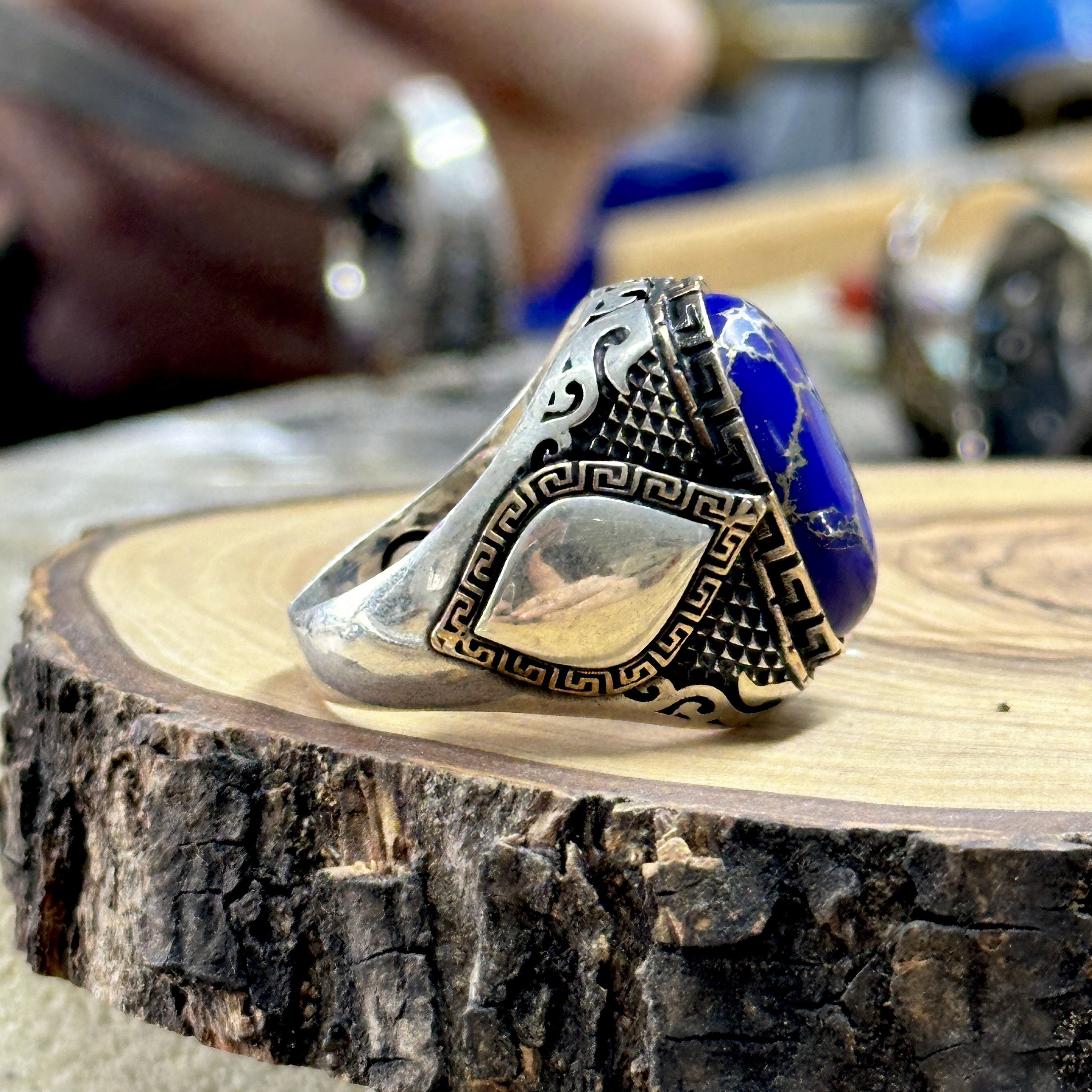 Silver Lapis Lazuli Ring, Man Silver Lapis Ring, Greek Style Lapis Ring ...