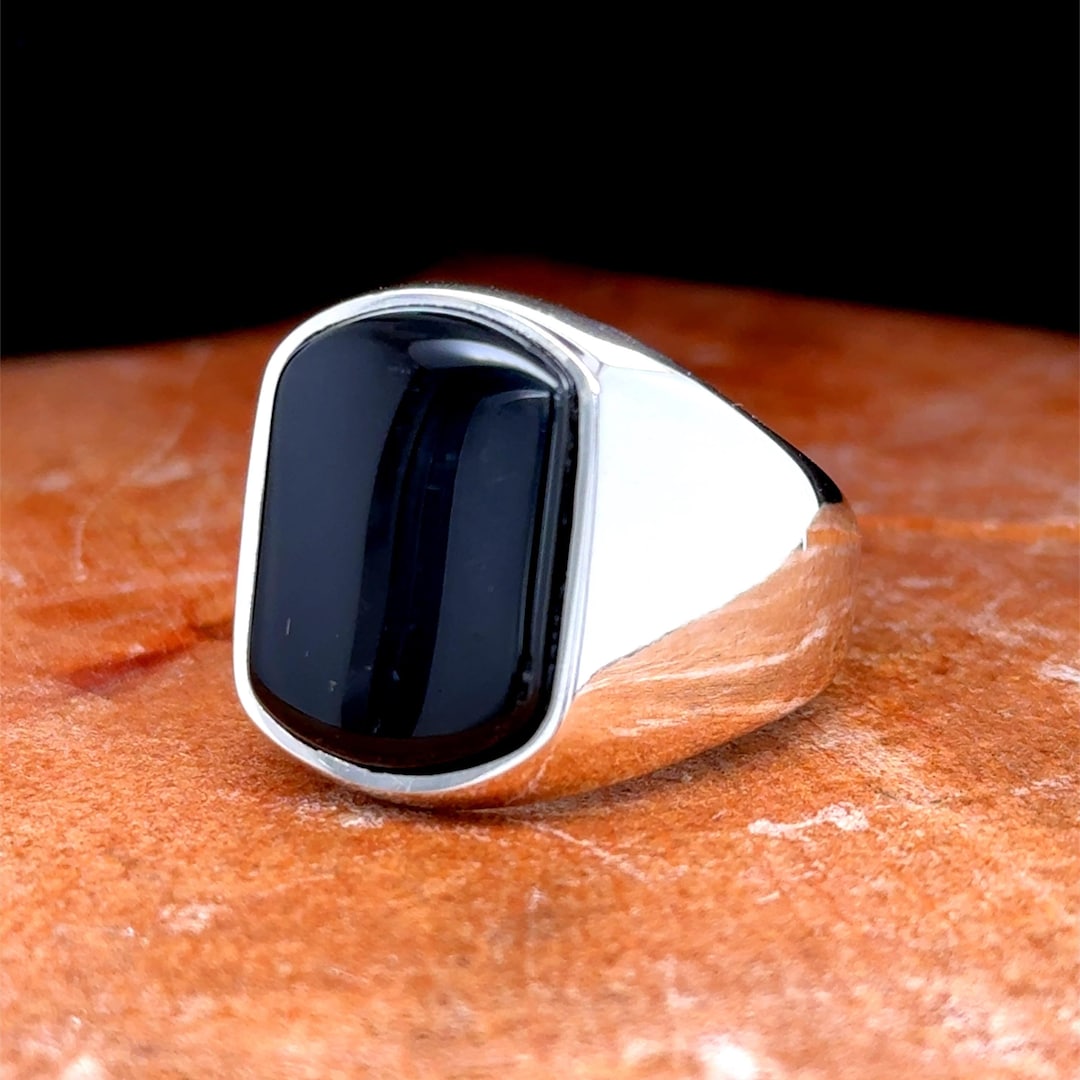 Silver Black Onyx Ring, Classic Men Onyx Ring, Onyx Signet Men Ring, Gemstone Men Ring, Onyx ...