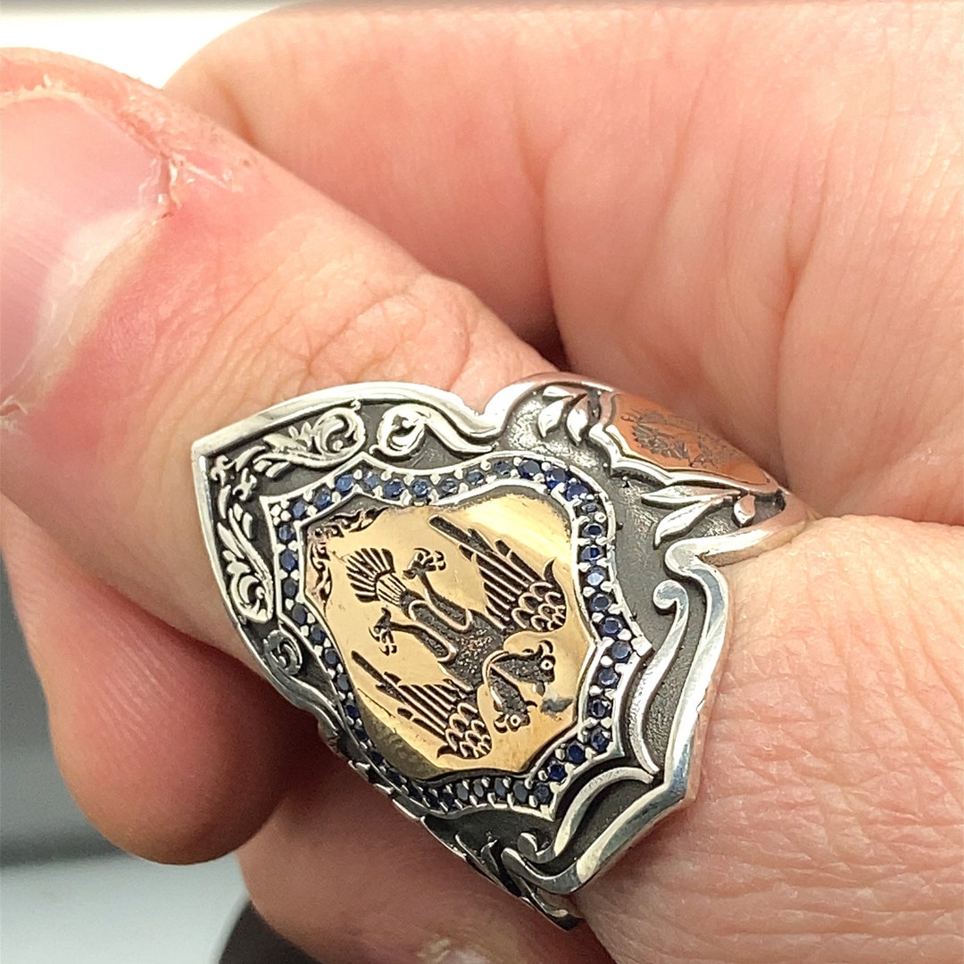 Men's Silver Thumb Ring , Silver Archer Ring , Eagle Signet Ring ...