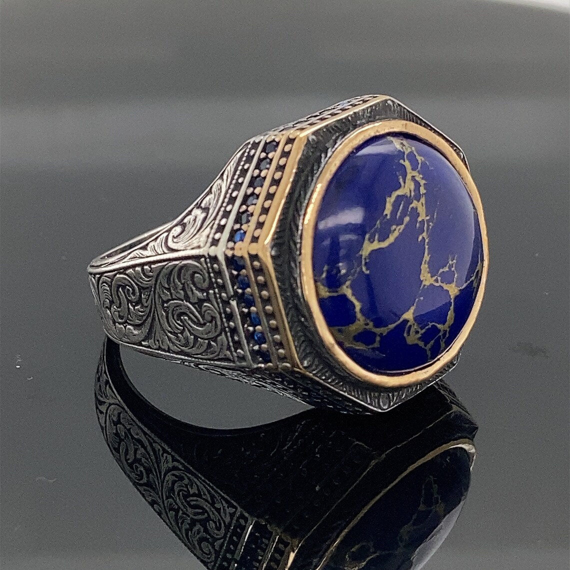 Man Lapis Lazuli Ring, Natural Lapis Ring , Turkısh Handmade Lapis Ring ...