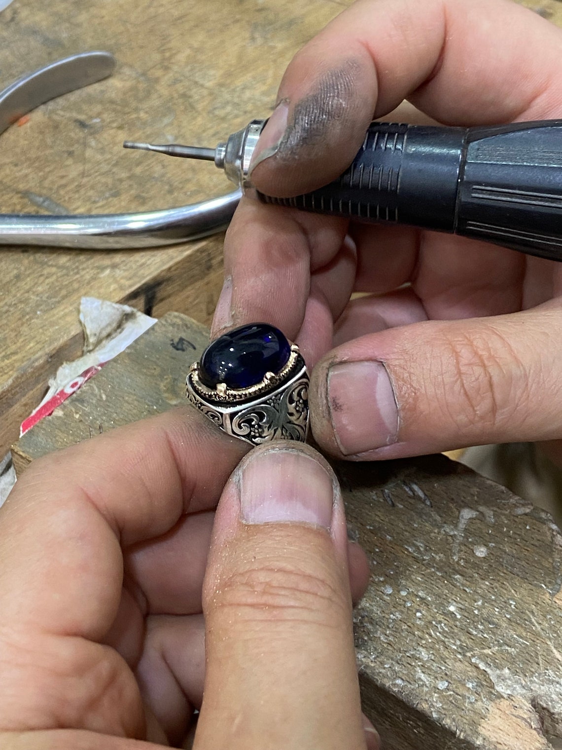 Men Handmade Ring Green Stone Ring Sterling Silver | Etsy