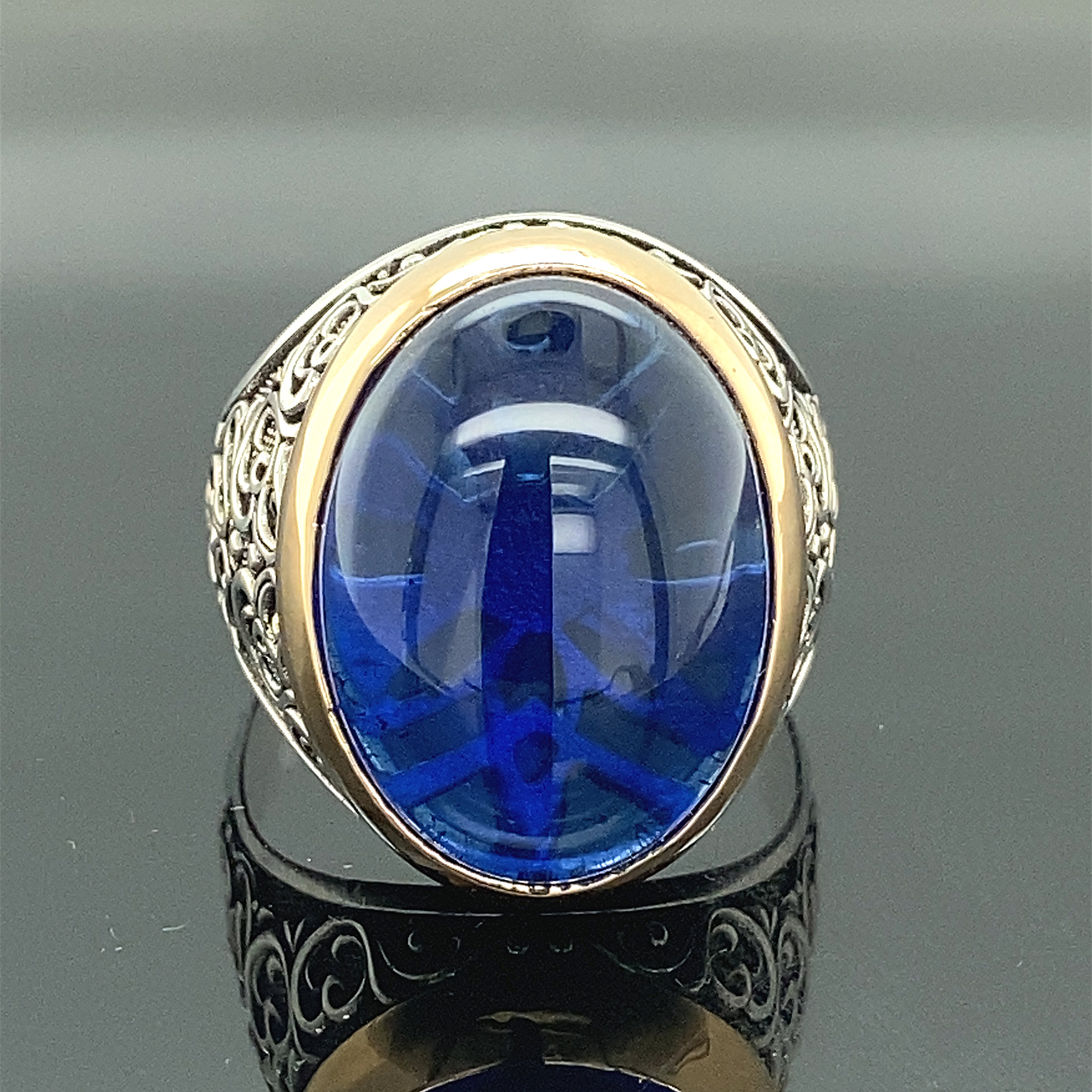 Men Blue Sapphire Stone Ring , Man Sapphire Stone Ring , Turkısh ...