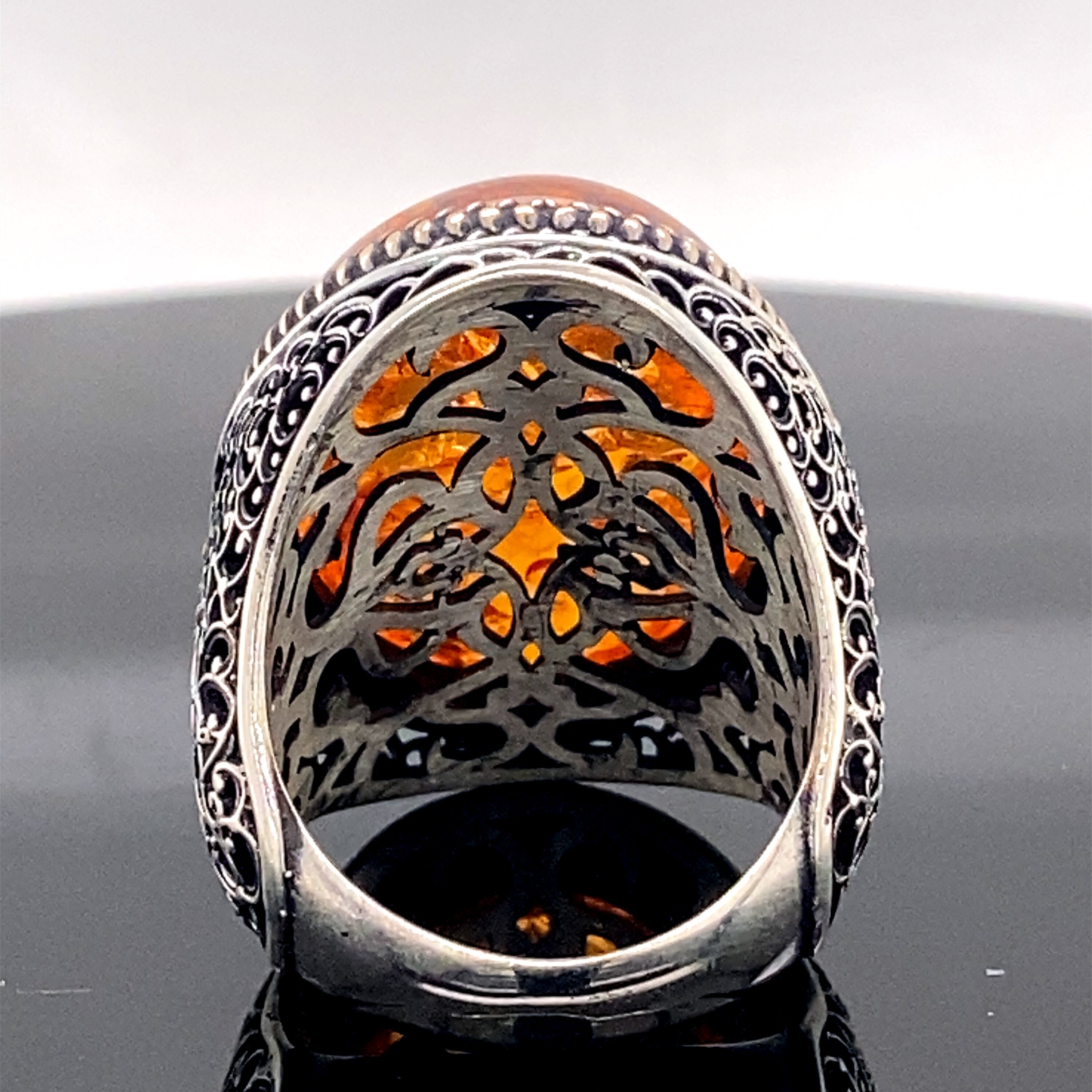Men Silver Amber Stone Ring , Man Silver Large Amber Stone Ring ...