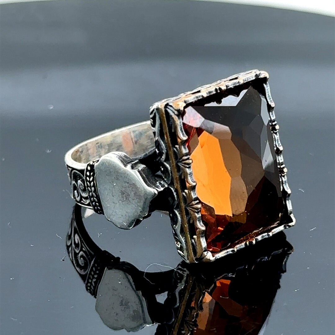 Men Handmade Sultanite Stone Ring , Square Sultanite Gemstone Ring ...