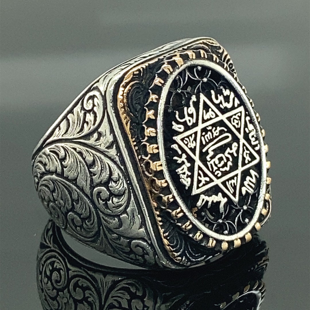 Silver Seal of Solomon Ring , Solomon Signet Ring , King Solomon Ring ...