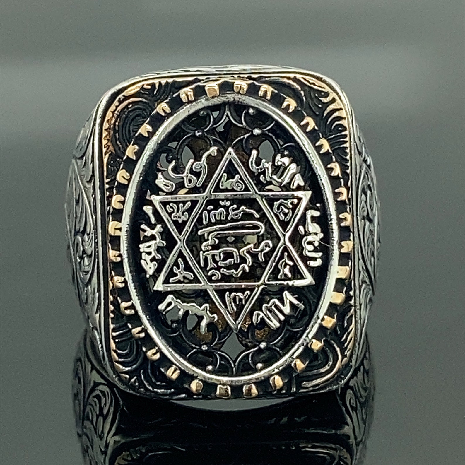 Silver Seal of Solomon Ring , Solomon Signet Ring , King Solomon Ring ...