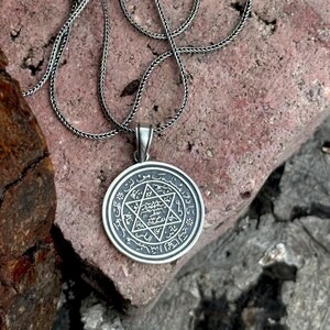 Silver Seal of Solomon Necklace, King Solomon Signet Necklace ...