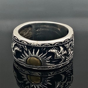 Silver Sun Model Band Ring , Vintage Unique Signet Ring , Handmade ...