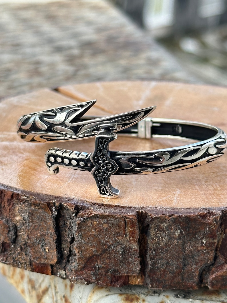 Silver Sword Bracelet , Mens Zulfiqar Bracelet , Adjustable Sword ...