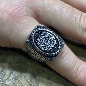 Silver Seal of Solomon Ring , Solomon Signet Ring , King Solomon Ring ...