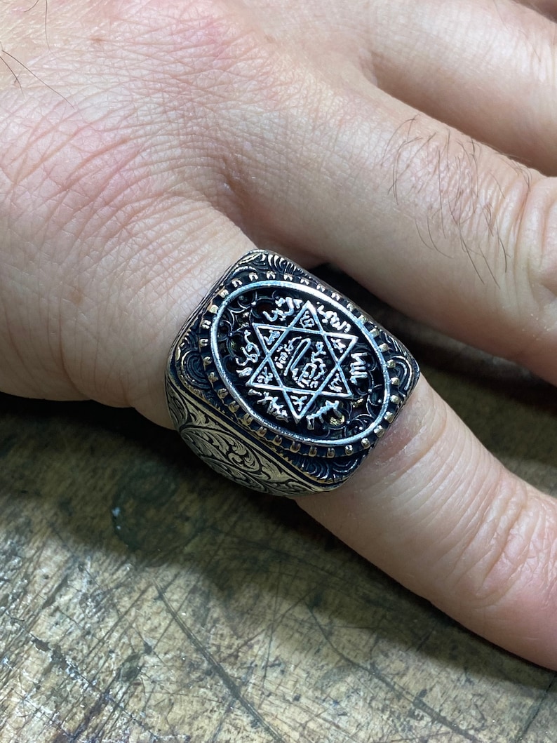 Silver Seal of Solomon Ring , Solomon Signet Ring , King Solomon Ring ...