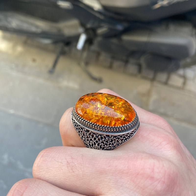 Men Big Orange Ring - Etsy