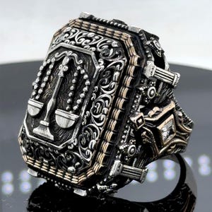 Man Silver Scale Signet Ring , Men Large Libra Lawyer Signet Ring , Men ...