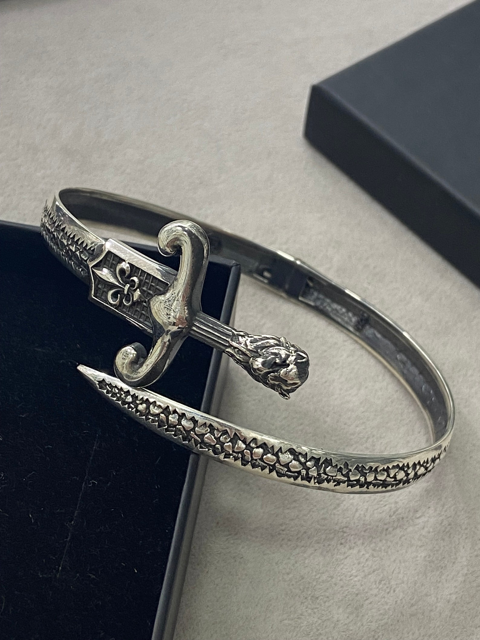 Men's Handmade Sword Bracelet , Silver Sword Bracelet , Open Cuff ...