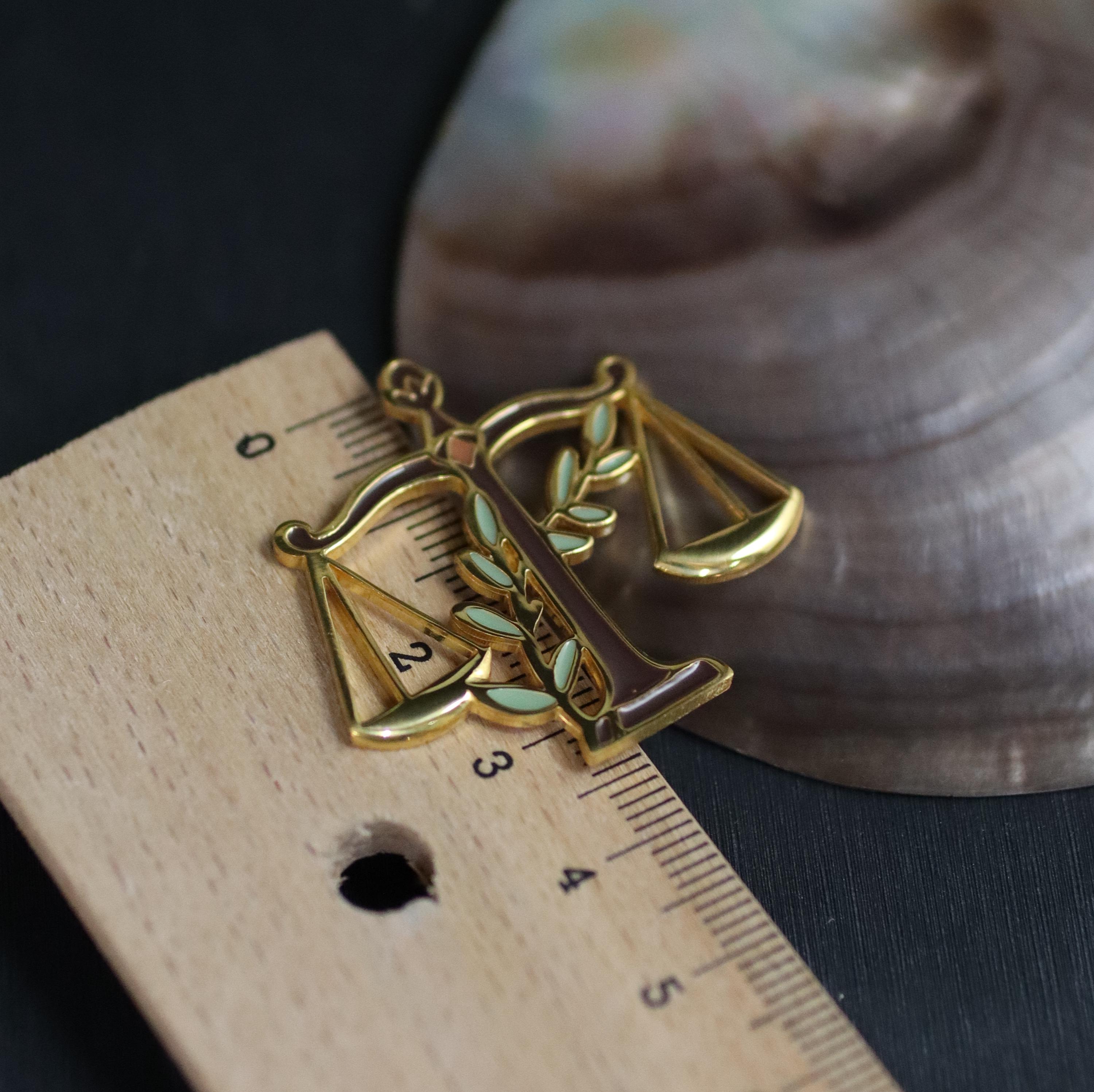 Silver Scale Enamel Pin, Law Enamel Badge, Handmade Silver Brooch, Gold ...