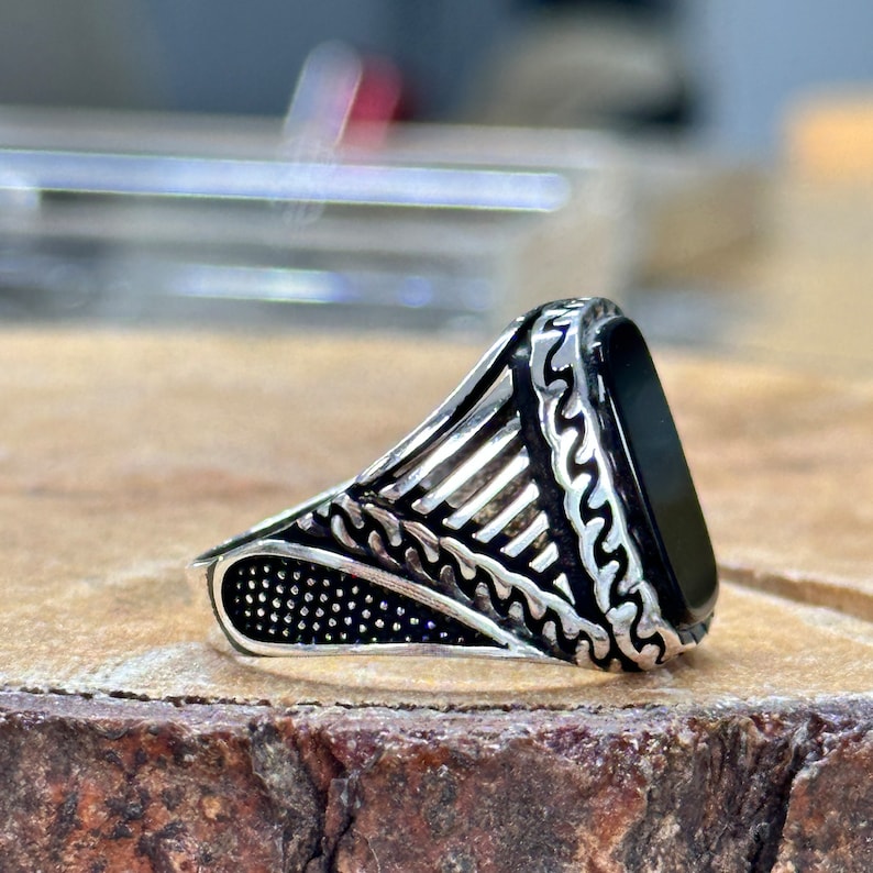 Men Handmade Ring , Men Onyx Stone Ring , Natural Onyx Ring , Ottoman ...