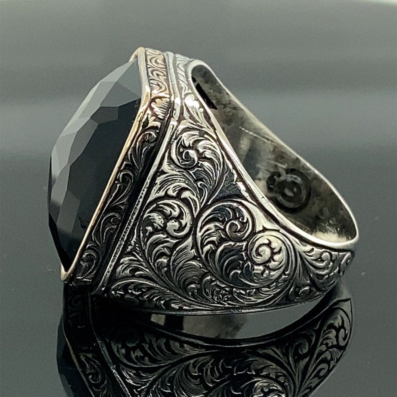Men Handmade Ring Black Stone Ring Onyx Stone Ring - Etsy